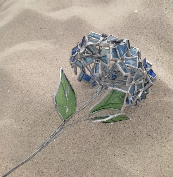 Stained glass hydrangea night light (bigger), bottle glass upcycled ...